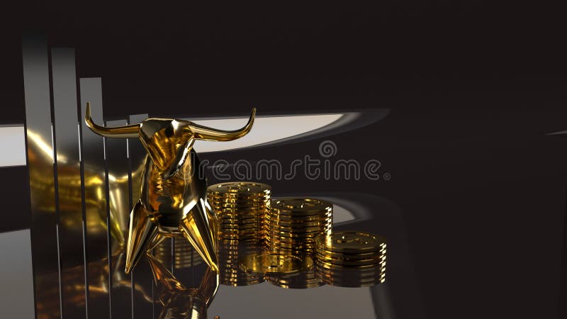 Golden Bull and Gold Coins 3d Rendering for Business Content Stock ...