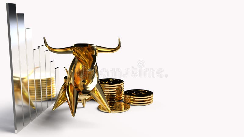 Golden Bull and Gold Coins 3d Rendering for Business Content Stock ...