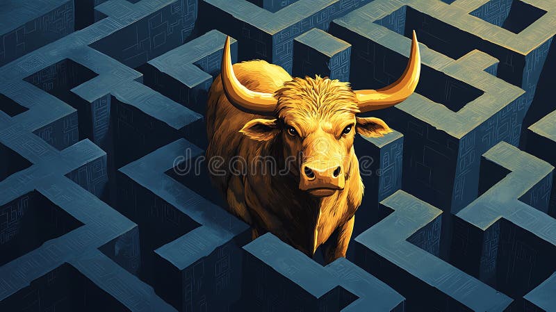 Golden Bull in a Labyrinth Navigating Complexity and Uncertainty Stock ...