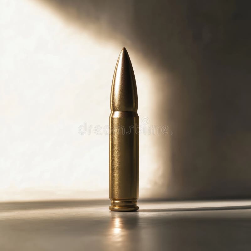 Golden Bullet on Light Background. Weapon Imagery. Isolated Object ...