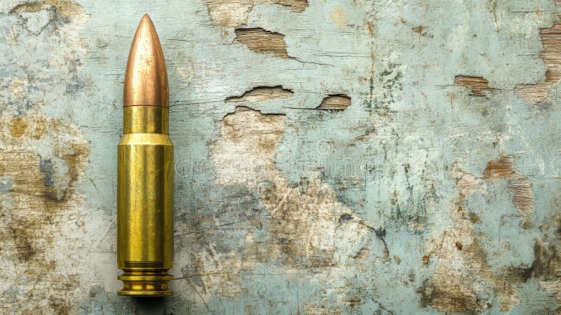 A Golden Bullet Positioned on a Shattered Surface Conveys Danger and ...