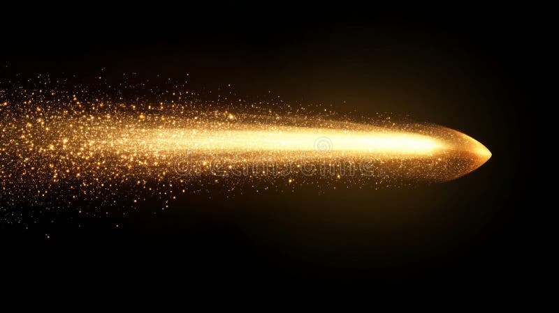 Golden Bullet Trail with Glittering Sparkle Effect Stock Illustration ...