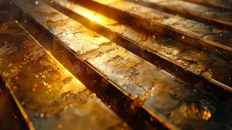 Golden Bullion Bars in Dramatic Light - Generative Ai Stock ...