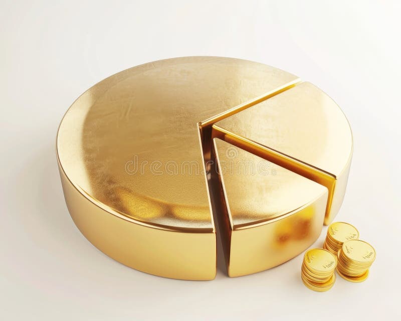 Golden Bullion beside a Business Related Pie Chart Stock Illustration ...