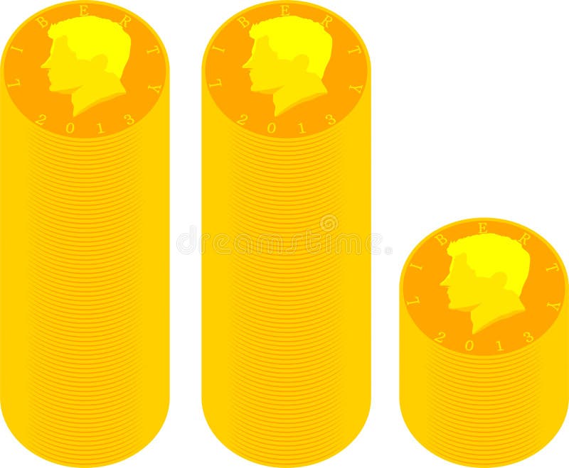 Golden Bundle of US American 1 Cent Coin Stock Vector - Illustration of ...