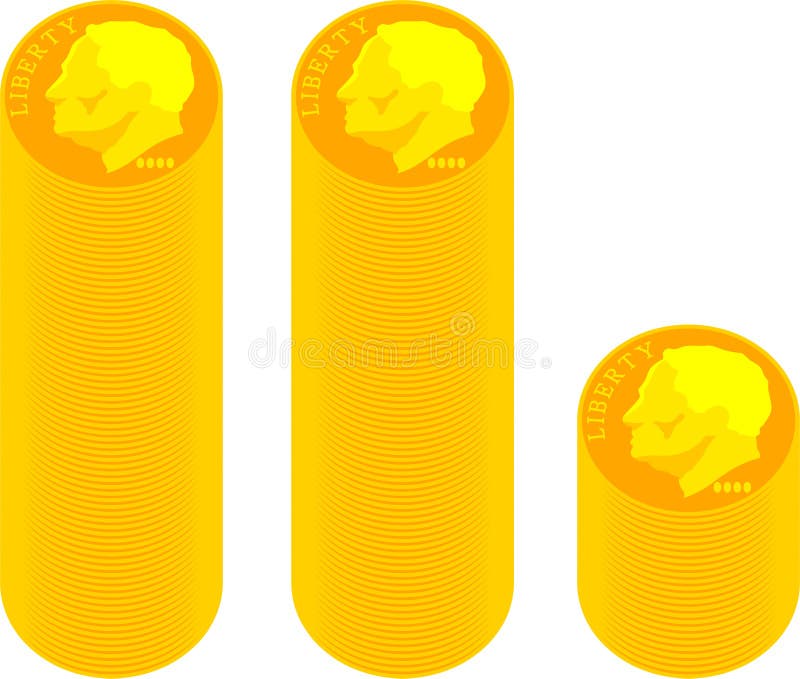 Golden Bundle of US American 10 Cent Coin Stock Vector - Illustration ...