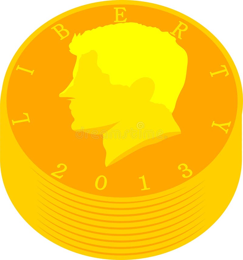 Golden Bundle of US American 50 Cent Coin Stock Vector - Illustration ...