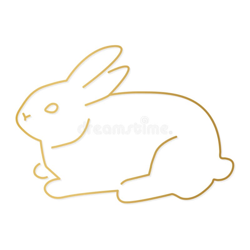 Golden Bunny, Rabbit Line Silhouette Symbol of Easter, Spring Stock ...
