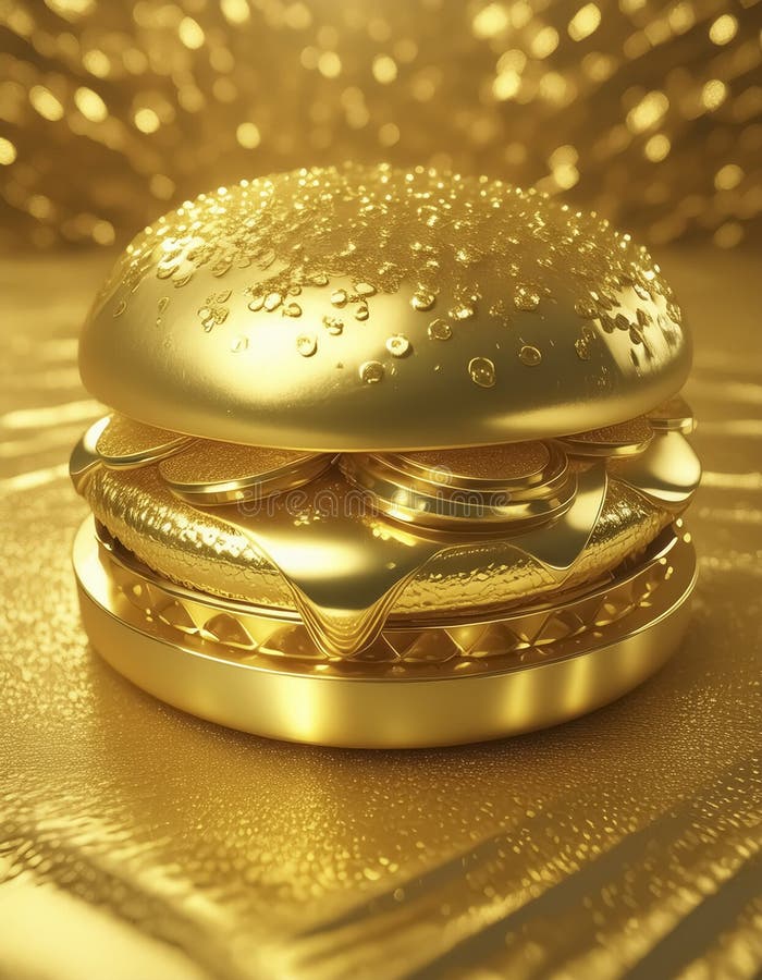 Golden burger stock illustration. Illustration of junk - 318060915