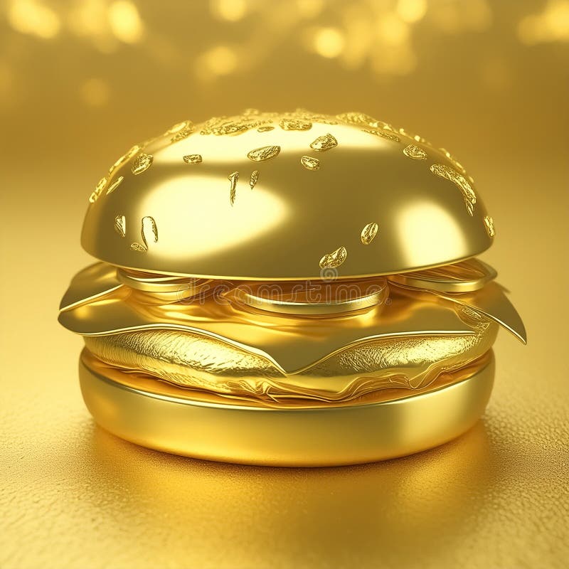 Golden burger stock illustration. Illustration of gold - 319240901