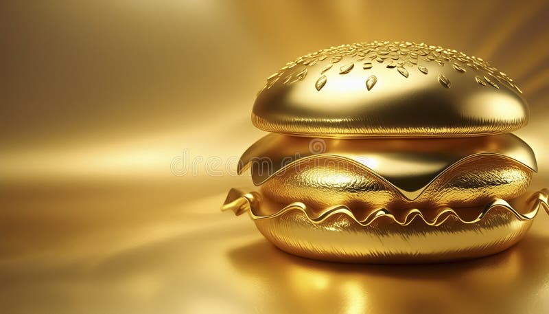 Golden burger stock illustration. Illustration of takeaway - 321011659