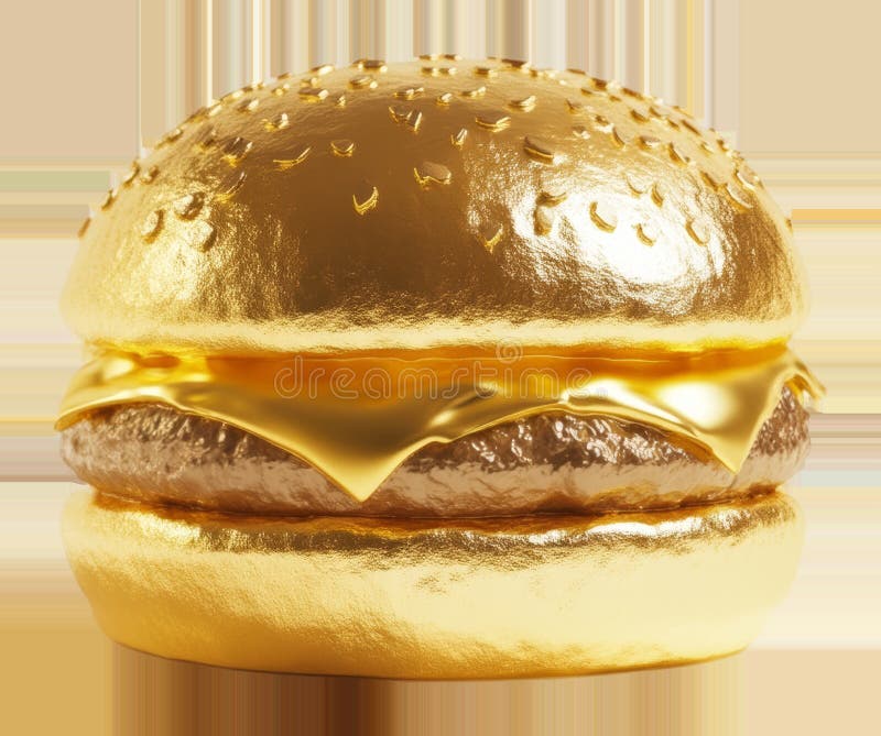 Golden Burger with Cheese, Luxury Dining Concept Stock Photo ...