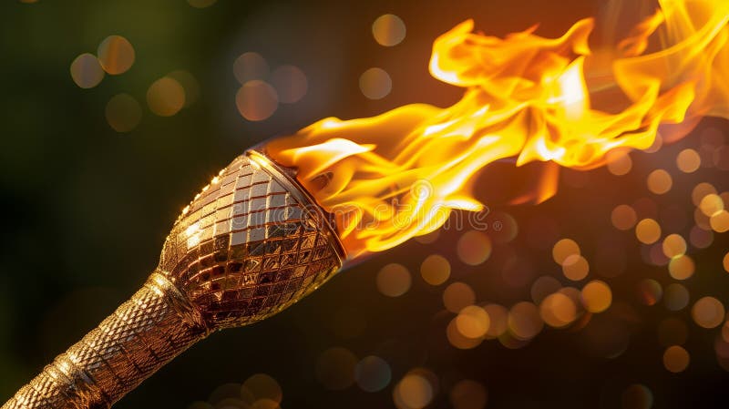 Golden Burning Torch on a Dark Gold Background Stock Illustration ...