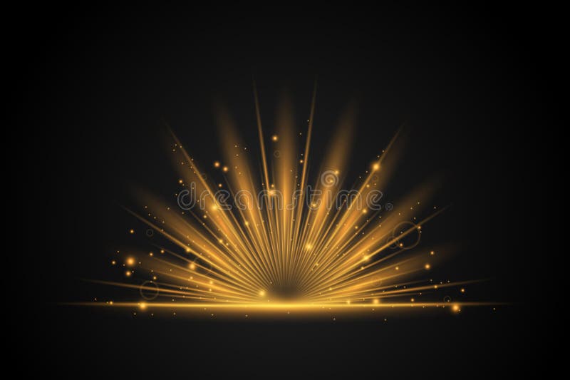 Golden Bursting Rays of Light Effect. Transparent Glowing Sunrise Light ...
