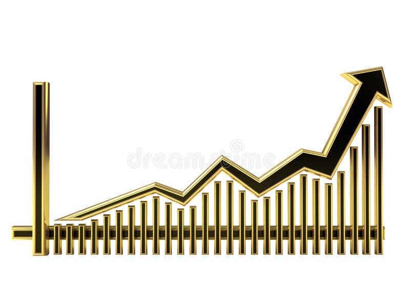 Golden Business Graph With Arrow Up Picture. Image: 18469806