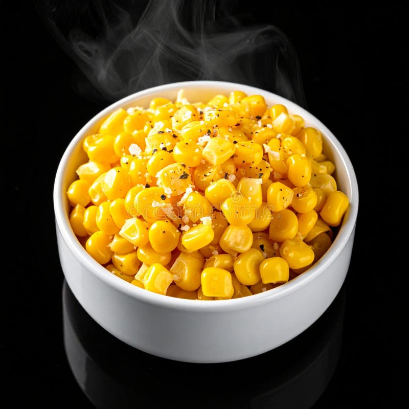 Golden Buttered Corn Kernels in a White Bowl Stock Illustration ...