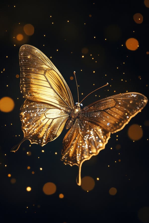Golden butterfly in flight stock image. Image of fragile - 379935835