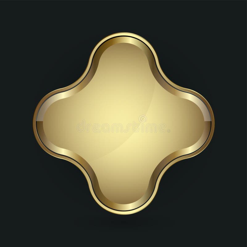 Golden Button Design in Shape with Premium Frame Vector Illustration ...