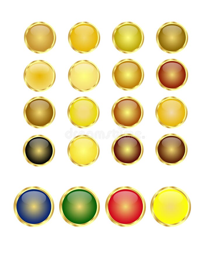 Golden buttons stock vector. Illustration of interface - 25826230