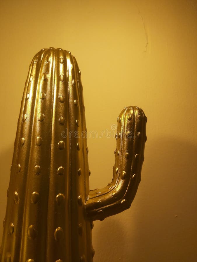 Golden Cactus Statue Shot by Closeup Angle Stock Photo - Image of ...