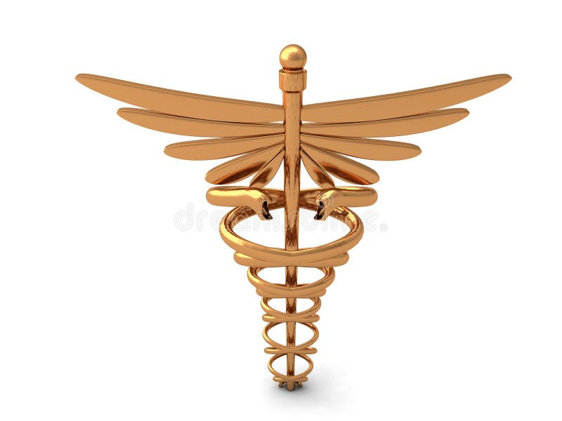 Golden Caduceus Medical Symbol Stock Illustration - Illustration of ...