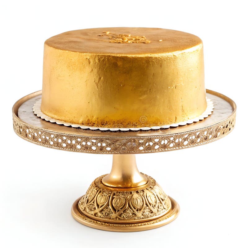 Golden Cake on a Stand stock illustration. Illustration of stand ...