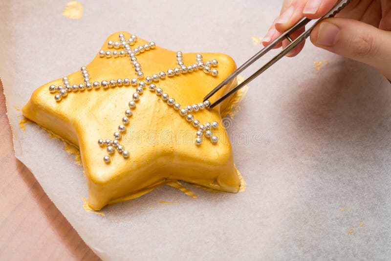 Golden cake stock photo. Image of balls, christmas, birthday - 64170174