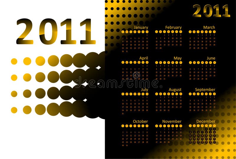 Golden Calendar 2011 stock vector. Illustration of abstract - 15620827