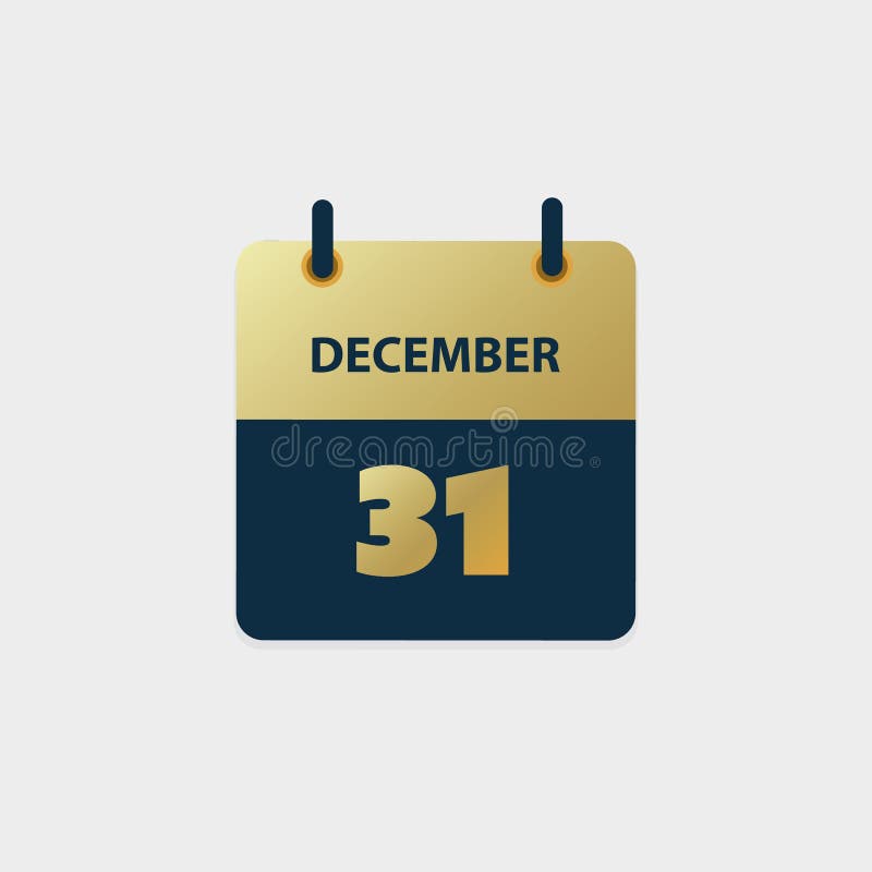 Golden Calendar Page Design for Day 31st of December, Last Day of the ...