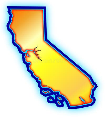 Golden California State Map Stock Illustration - Illustration of coast ...