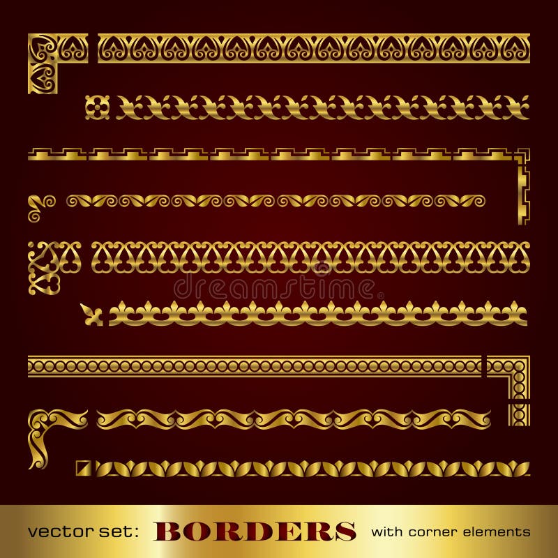 Golden Calligraphic Frames and Borders with Corner Elements - Vector ...