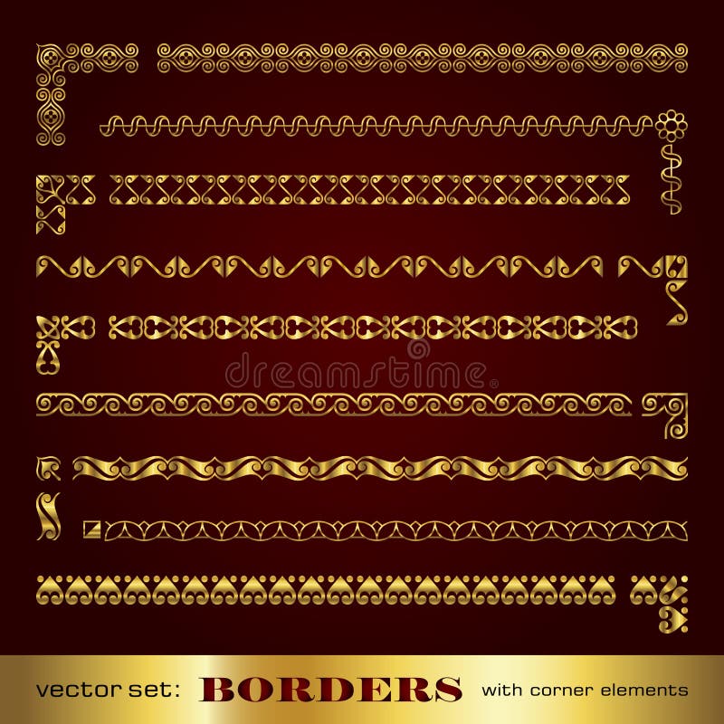 Golden Calligraphic Frames and Borders with Corner Elements - Vector ...