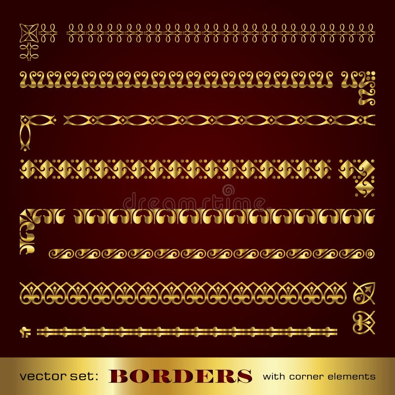 Golden Calligraphic Frames and Borders with Corner Elements - Vector ...
