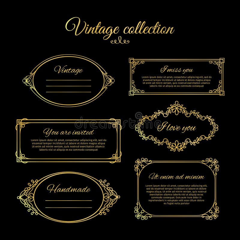 Golden Calligraphic Vignettes Stock Vector - Illustration of greeting ...