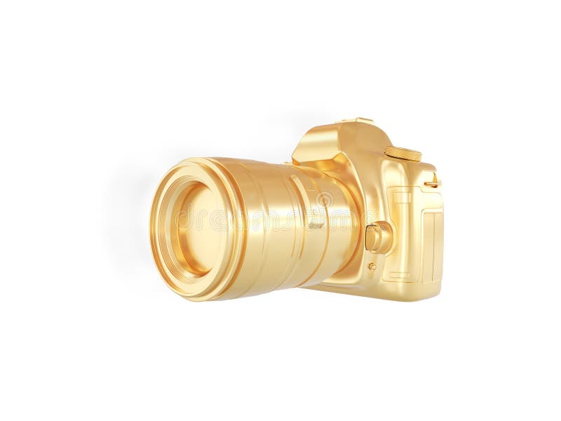 Golden Camera. 3D Rendering Stock Image - Image of 1970, aperture: 77669637