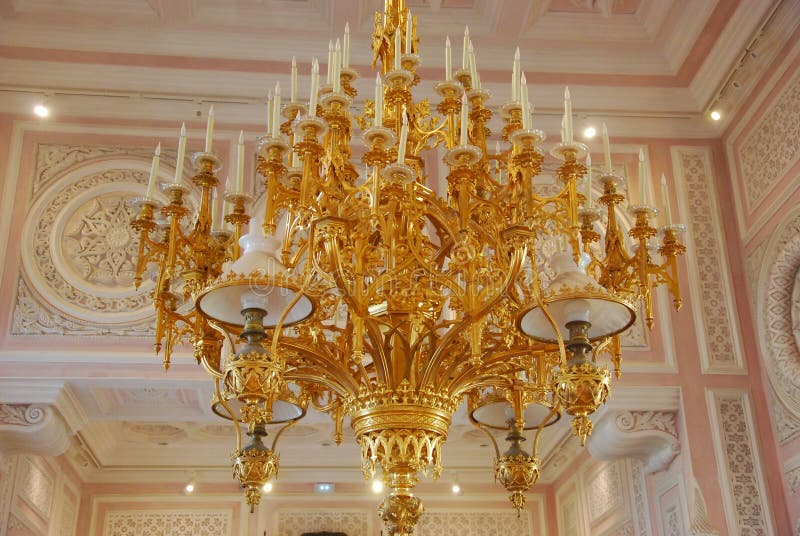 Golden Candelier Luster Candleholder Stock Image - Image of ...