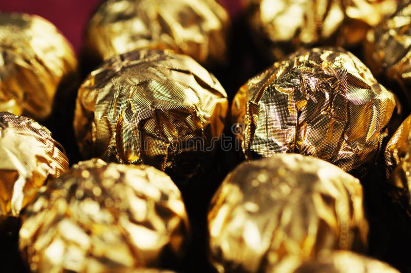Golden candies. stock photo. Image of golden, chocolate - 20234126