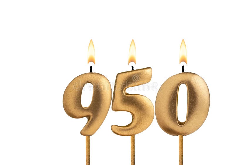 Golden Candle Number 950 - Birthday on White Background Stock ...