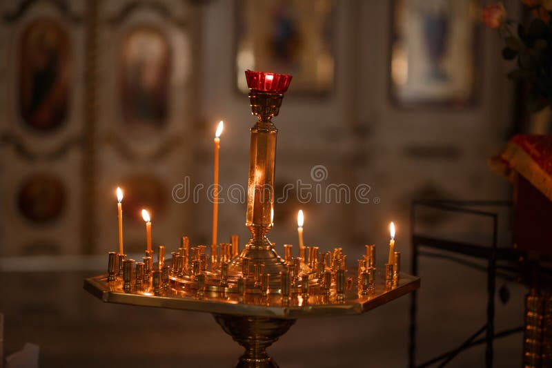 Golden Candlestick with Candles in the Temple Stock Image - Image of symbolizes, ritual: 315251161