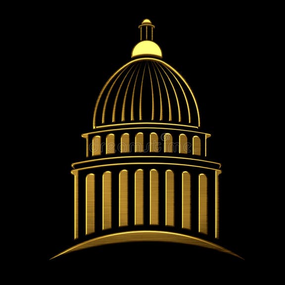 Golden Capitol Building Logo Stock Illustration - Illustration of ...