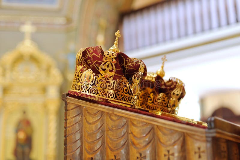 Golden Caps with Cross stock photo. Image of spirituality - 37452090