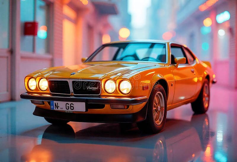 A Golden Car with a License Plate Stock Photo - Image of aigenerated ...