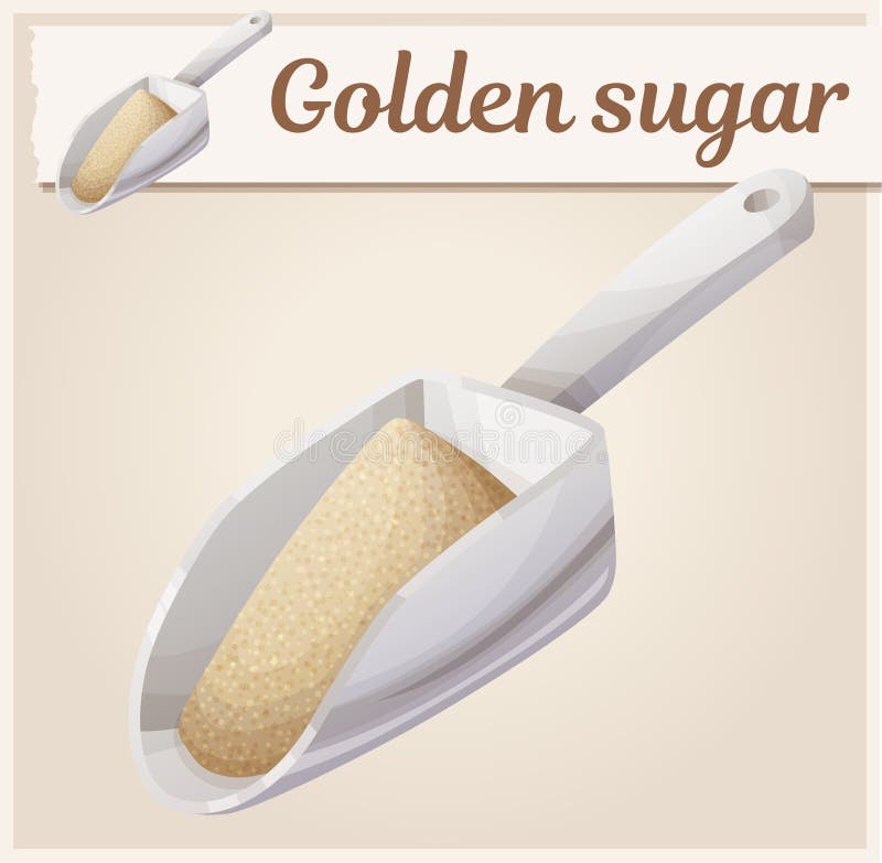 Golden Caster Sugar Illustration. Cartoon Vector Icon of Brown Sugar ...
