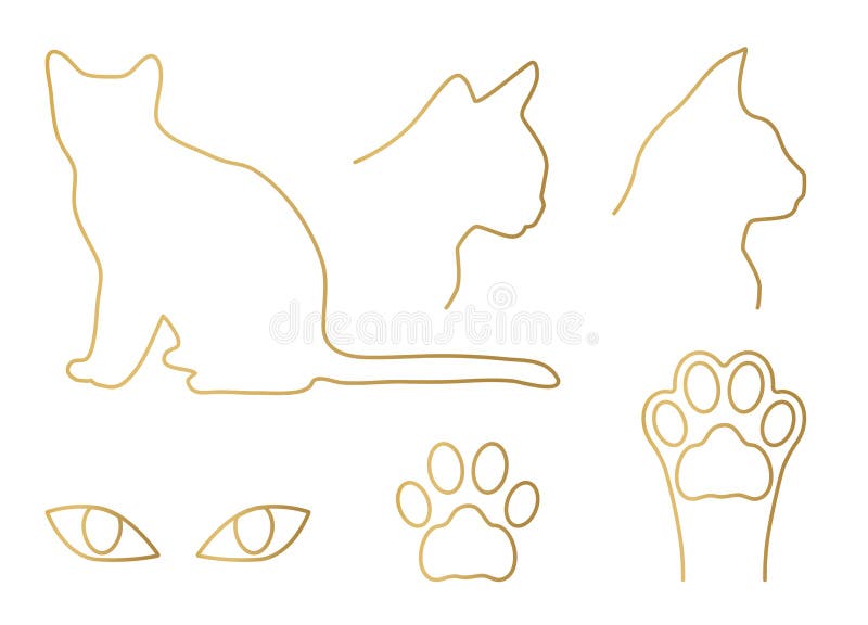 Golden Cat Design Elements Icon Stock Vector - Illustration of kitty ...