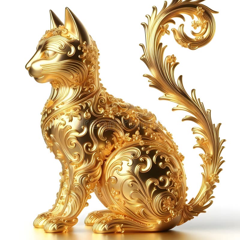 Cat Gold, Generative Ai, Beautiful 3D Image of a Dog Decorated with ...