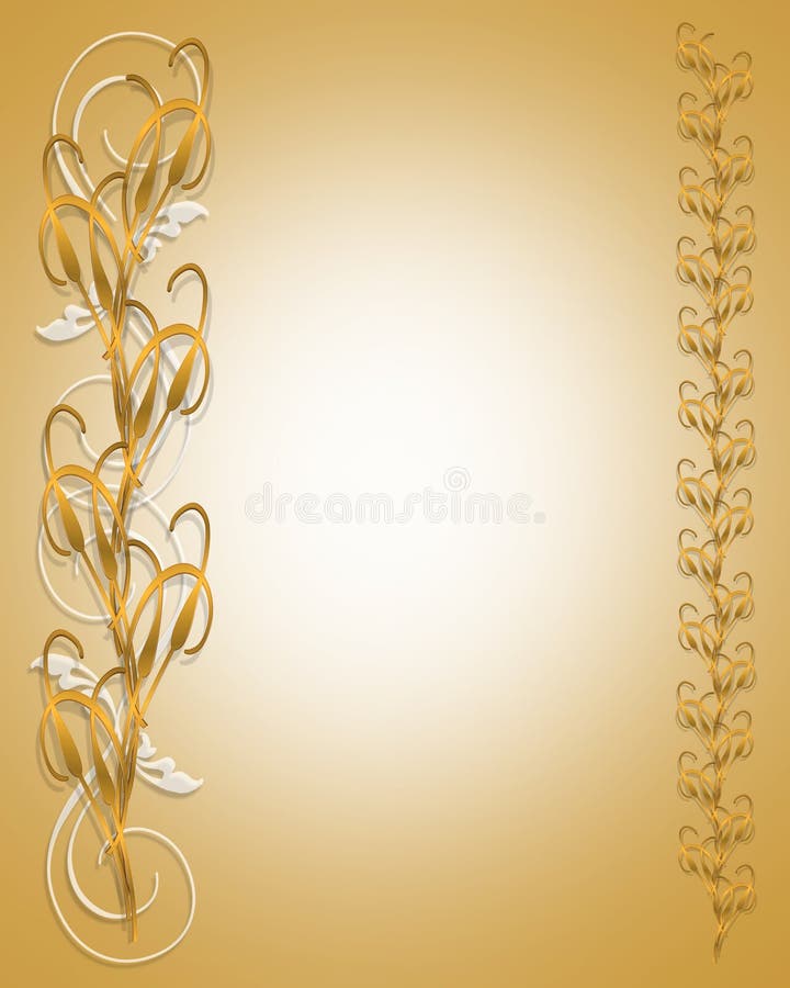 Golden Cat Tails Floral Border Stock Illustration - Illustration of ...