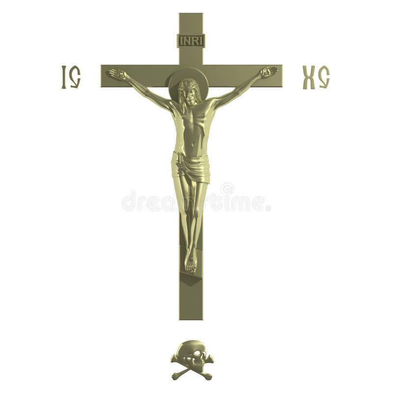 Only Golden Catholic Cross with the Crucifixion. Stock Illustration ...
