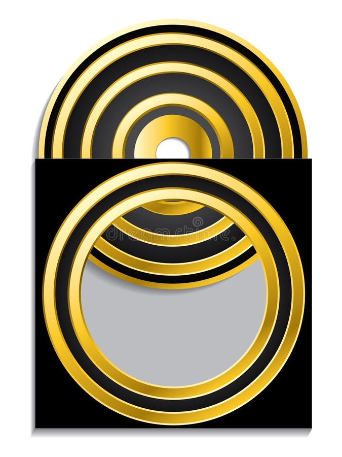 Golden cd/dvd with sleeve stock vector. Illustration of cover - 13962342