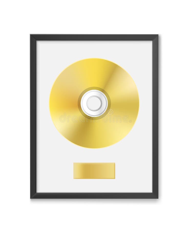 Golden CD with Label in Frame Stock Vector - Illustration of gold ...