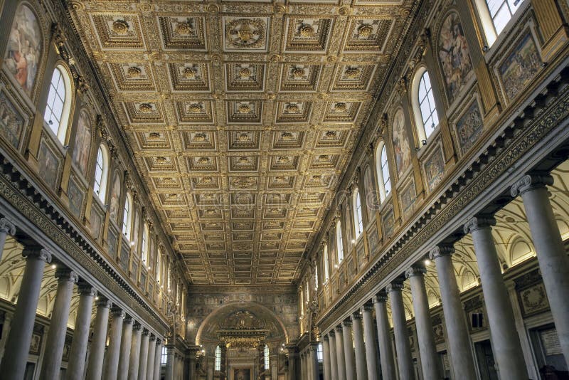 Golden Ceiling of Santa Maria Maggiore, Rome Stock Image - Image of ...